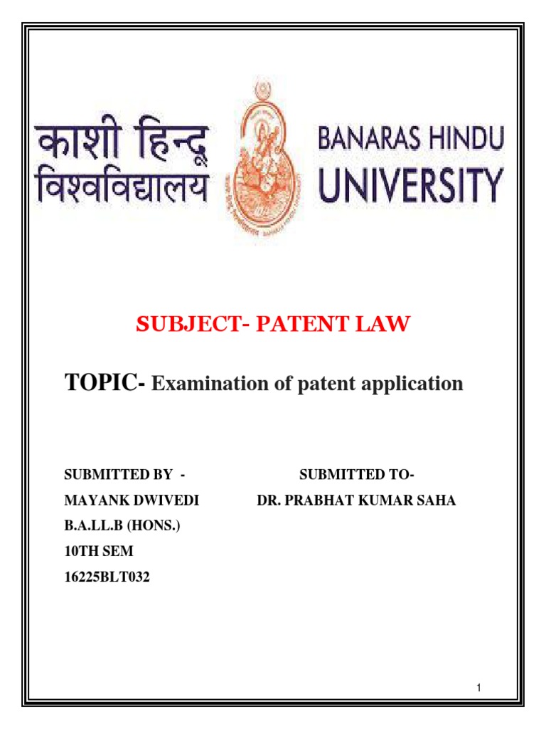 Patent Law Assignment | PDF | Patent | Patent Application
