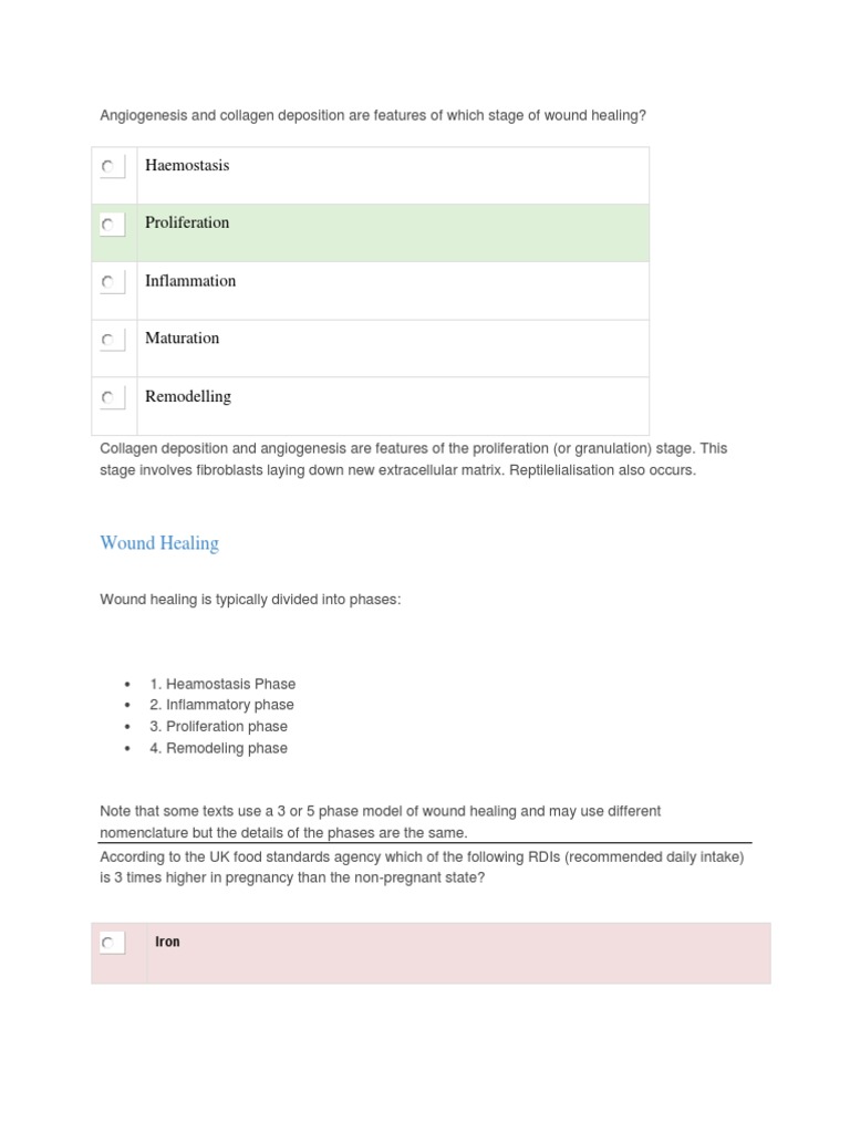 Physiology Passmrcog 2016 | PDF | Wound Healing | Lactation