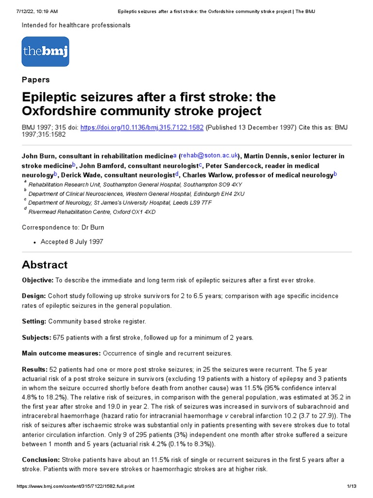 Prognosis Example | PDF | Stroke | Epilepsy