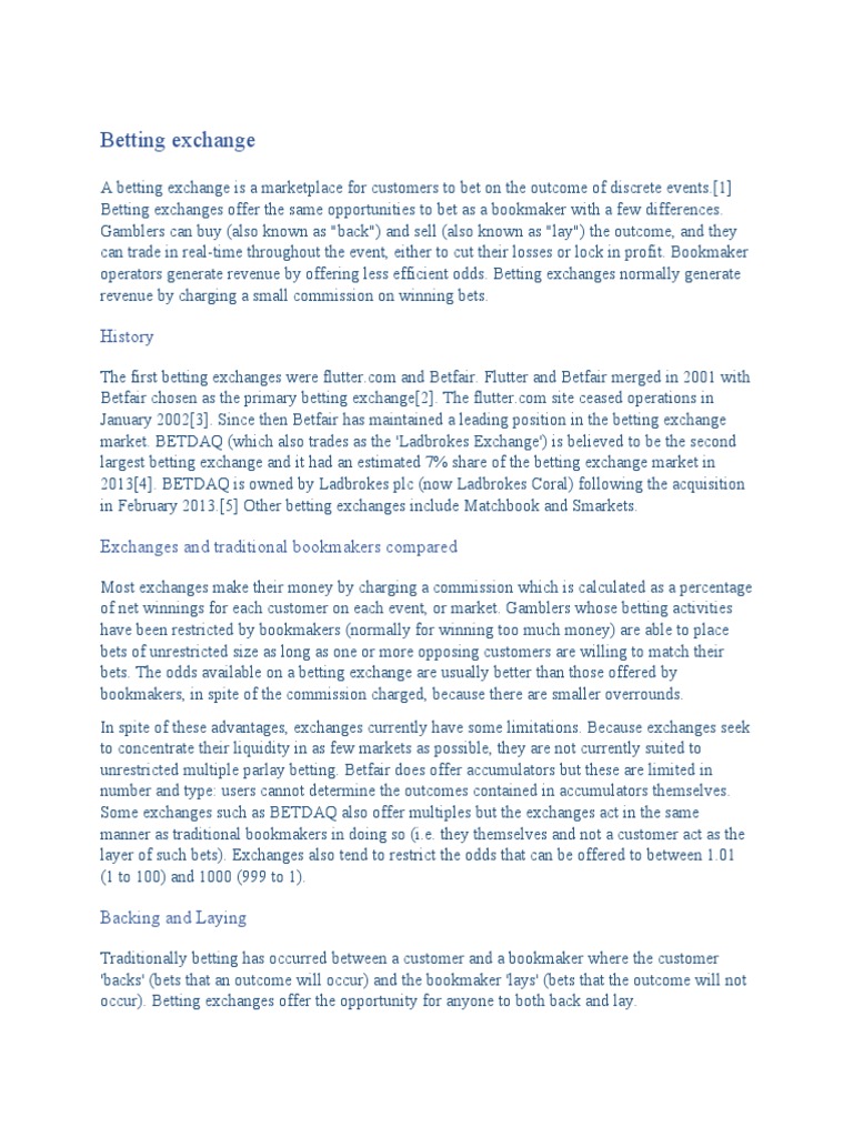 Betting Exchange | Download Free PDF | Gambling | Wagering