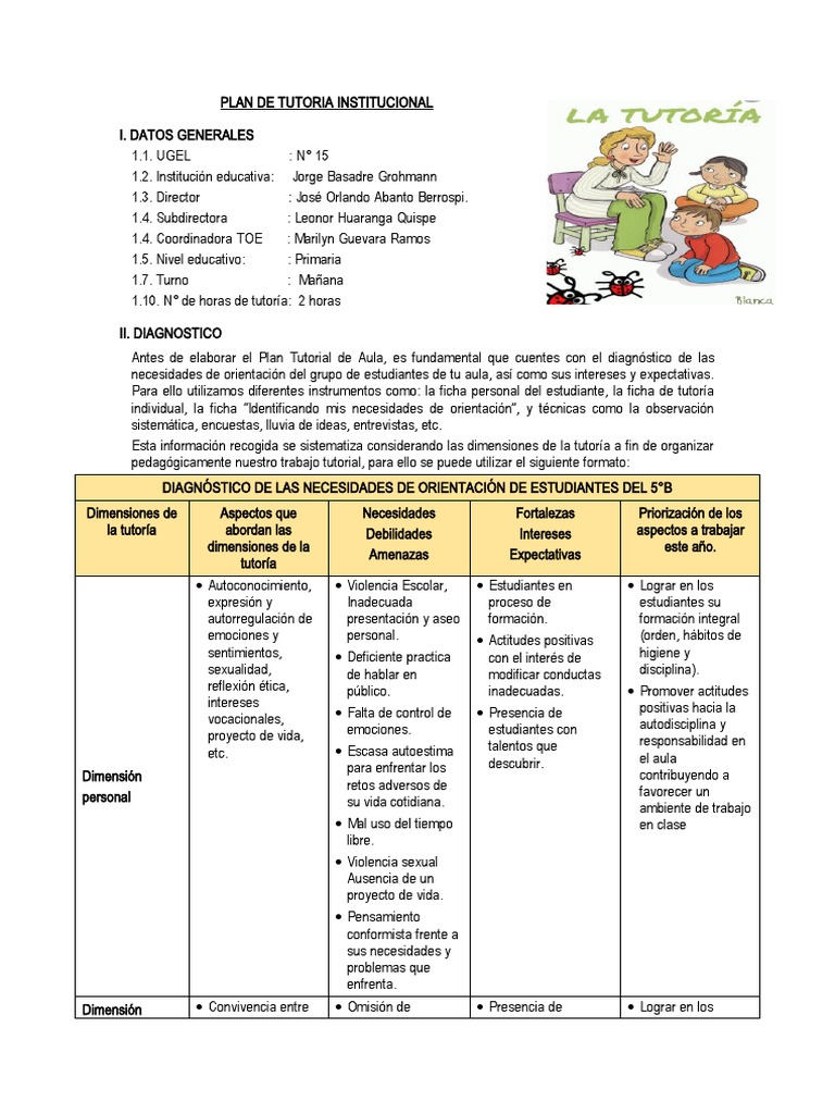 PLAN de tutoria PRIMARIA | PDF | Aprendizaje | Método de enseñanza