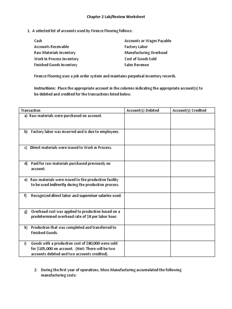 Chapter 2 Lab Review Worksheet | Download Free PDF | Debits And Credits ...