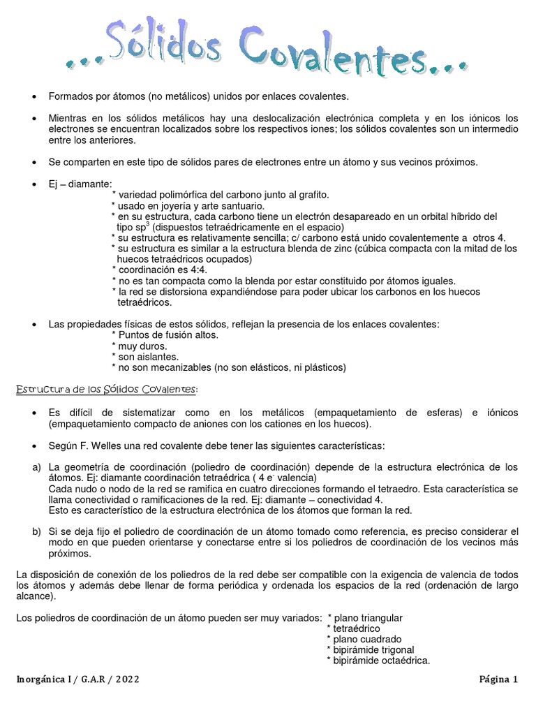 Sólidos Covalentes | PDF | Minerales | Carbón