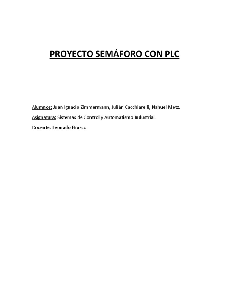 Proyecto Semáforo Con PLC PDF | PDF