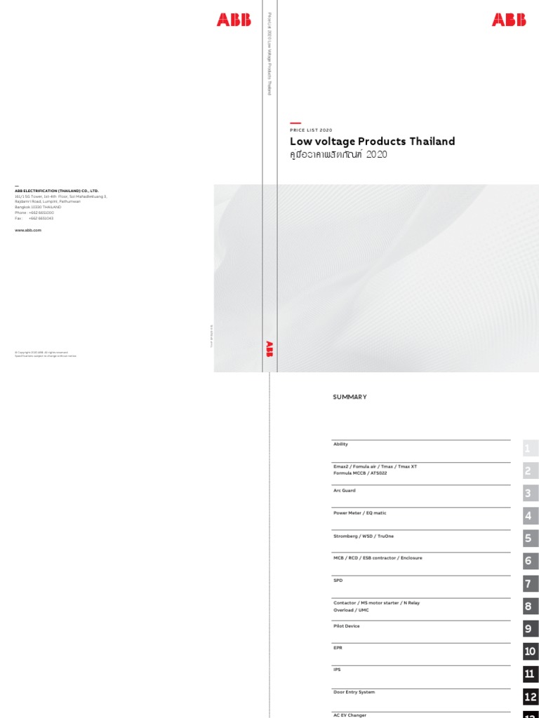 ABB Low Voltage Product Pricelist 2020 | PDF