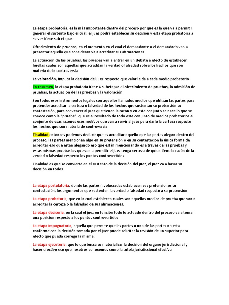 La Etapa Probatoria | PDF | Evidencia (ley) | Juez