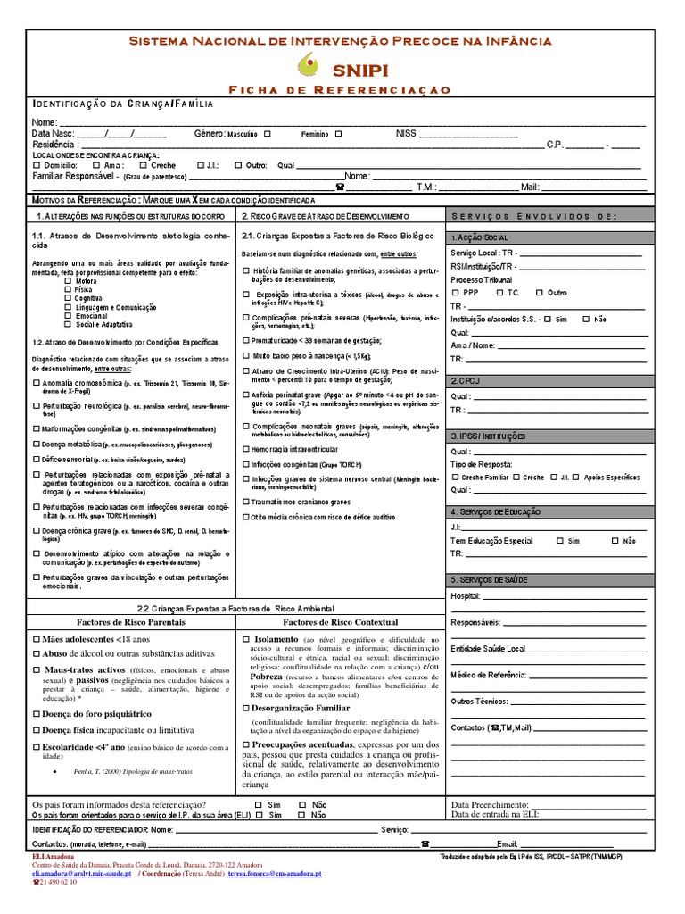 Ficha Referenciação SNIPI | PDF | Família | Conhecimento