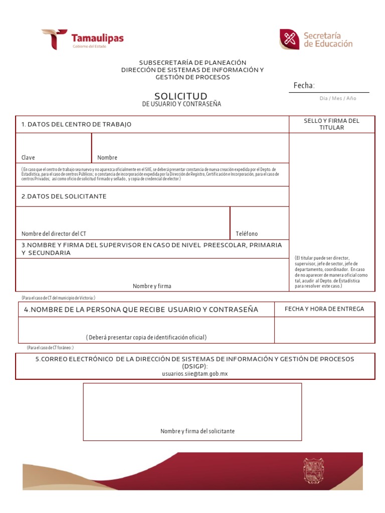 Solicitud de Usuario y Contraseña | PDF