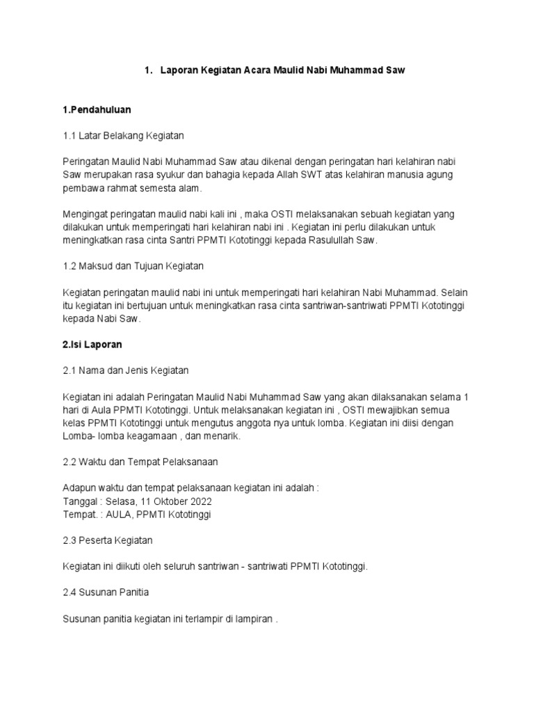 Contoh Laporan Kegiatan | PDF