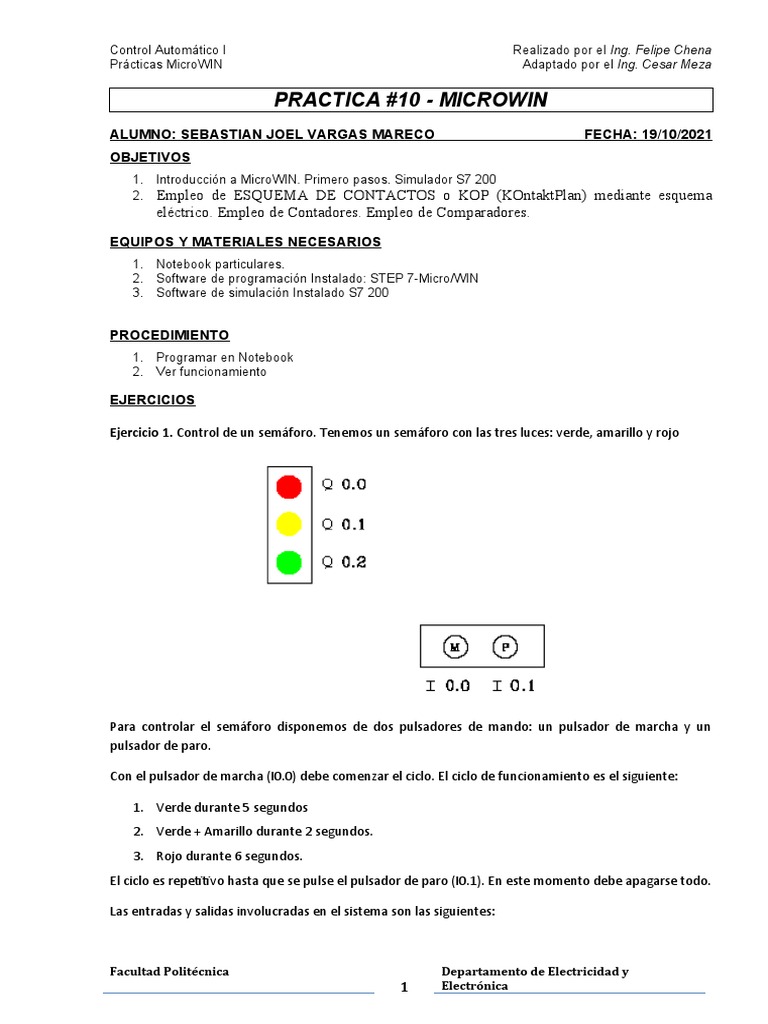 Practica 10 Microwin | PDF | Semáforo | Electrónica