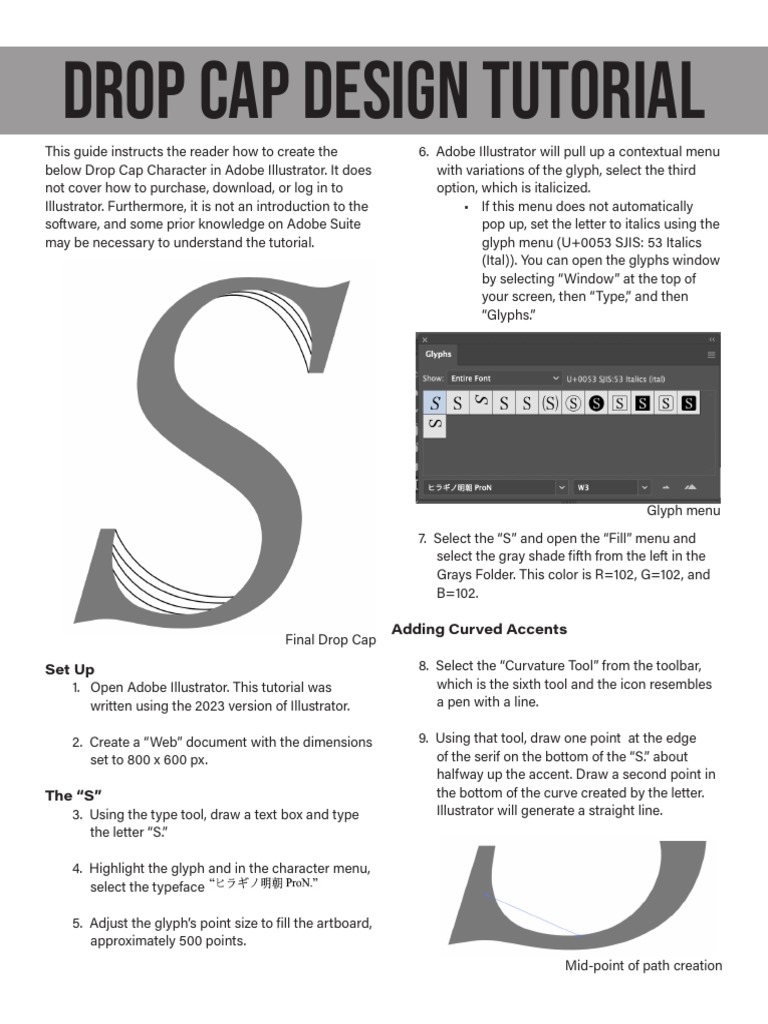 Drop Cap Tutorial | PDF | Adobe Illustrator | Graphic Design