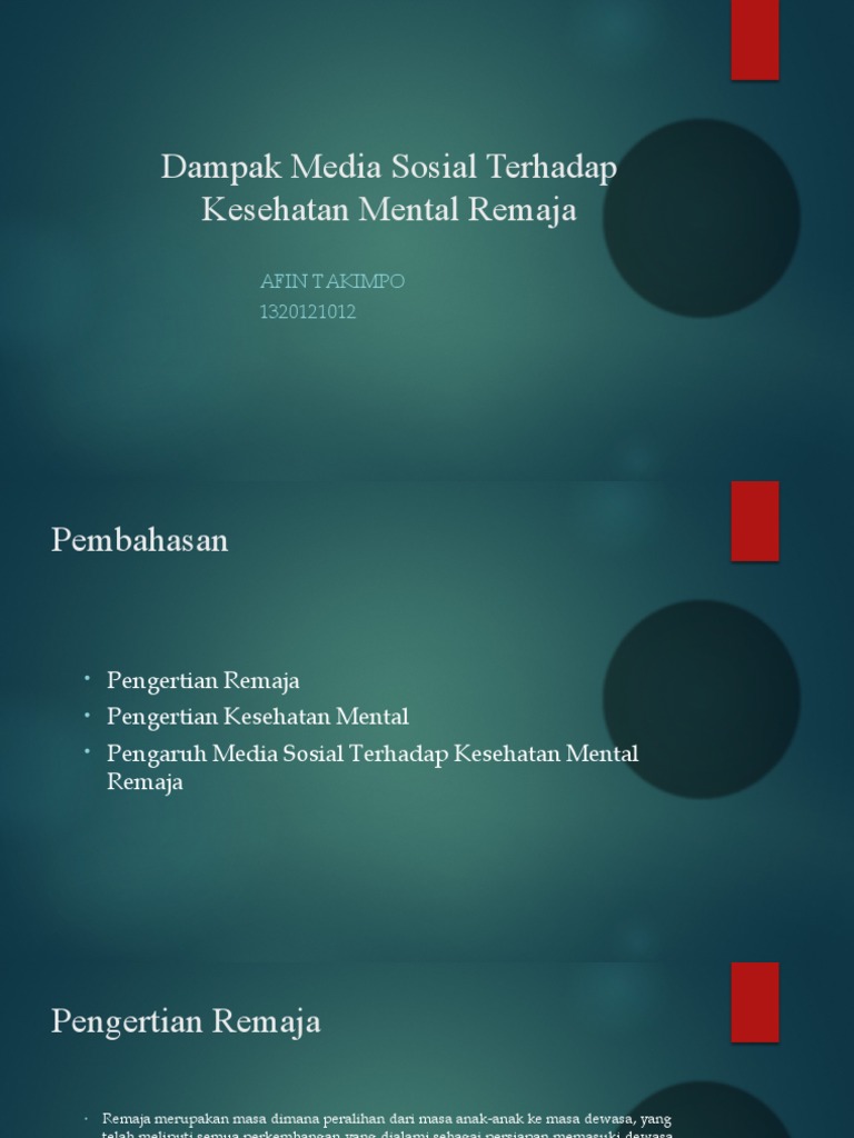 Dampak Media Sosial Terhadap Mental Remaja-PPT (Autosaved) | PDF | Sains & Matematika | Gaya Hidup