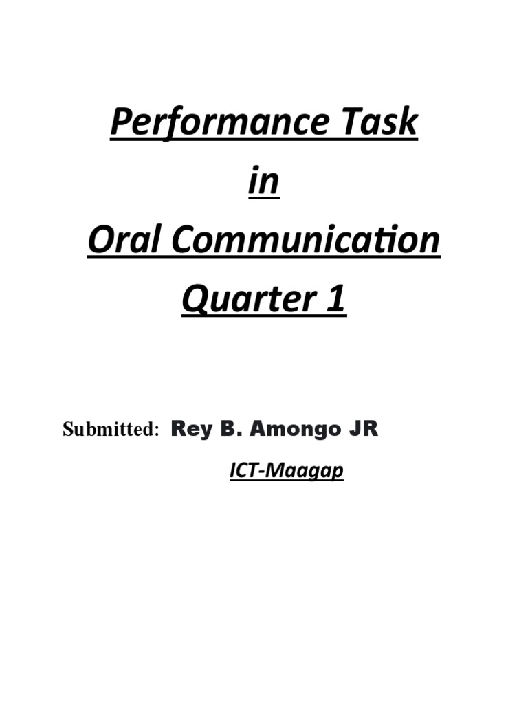 Performance Task in Oral Communication Quarter 1: ICT-Maagap | PDF ...