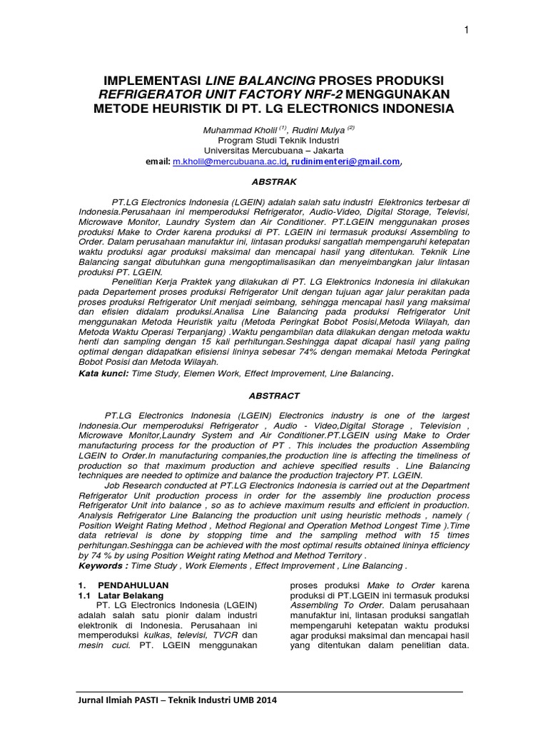 Optimasi Line Balancing Produksi Kulkas | PDF | Bisnis | Komputer