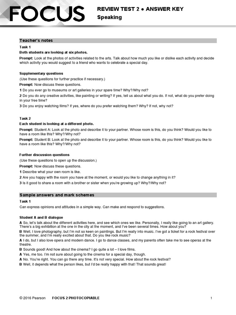 Testy focus 2 | PDF | Communication | Vocabulary