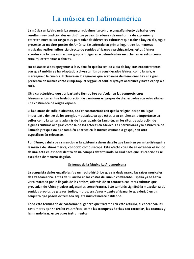 Música y raíces en Latinoamérica | PDF | America latina | Las artes ...