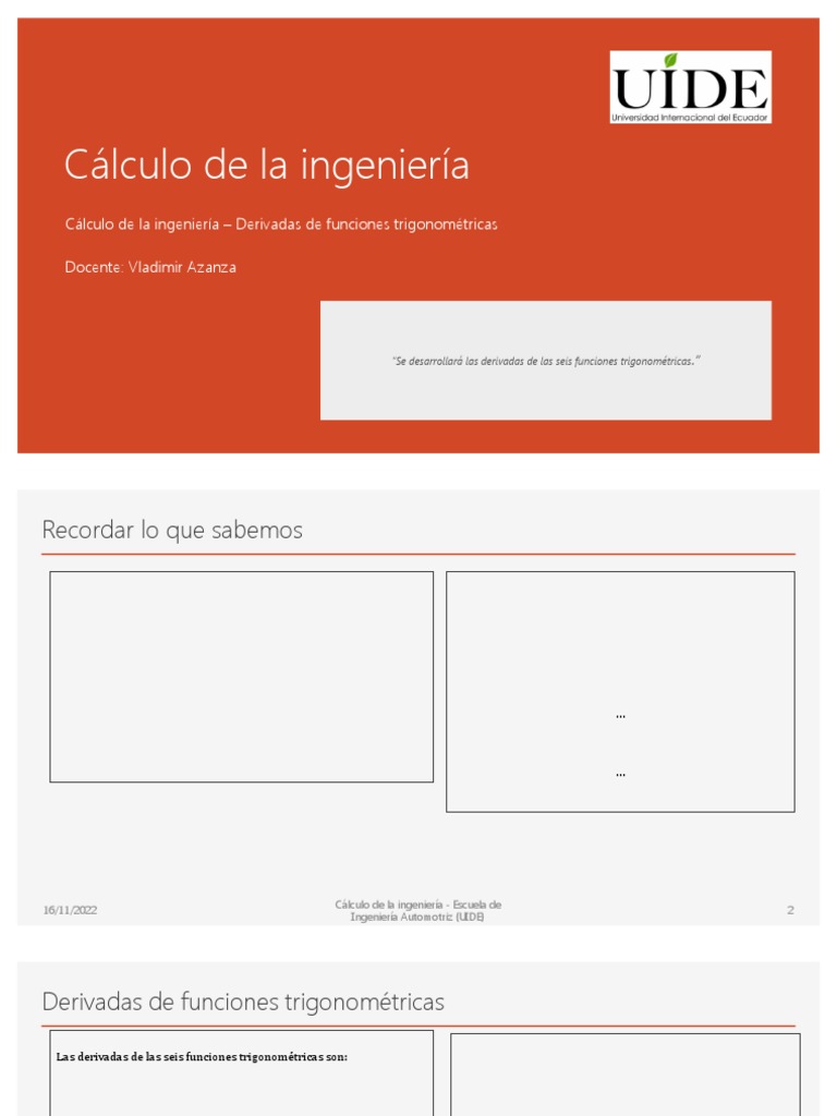 Cálculo Diferencial - Derivadas de Funciones Trigonométricas y Regla de ...