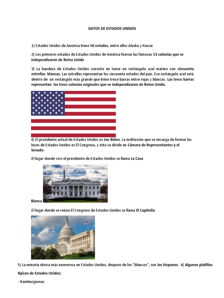 Datos de Estados Unidos | PDF