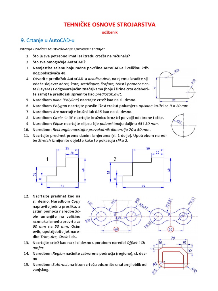 3 Crtanje U AutoCAD-u Pitanja I Zadaci | PDF