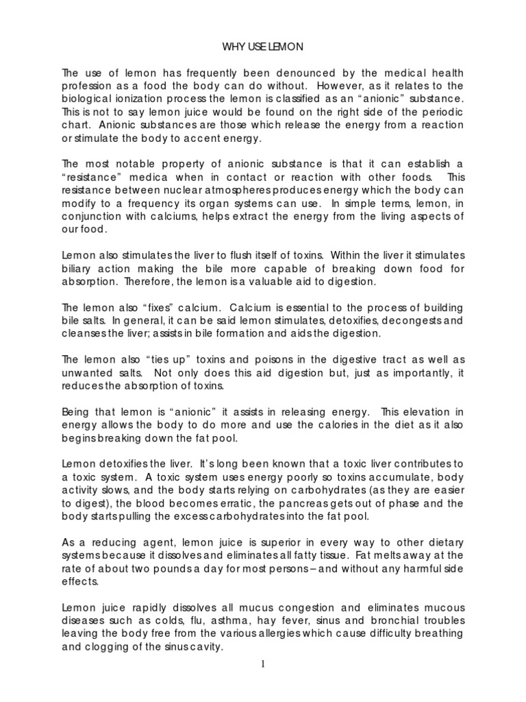 Why Use Lemon | PDF | Digestion | Liver