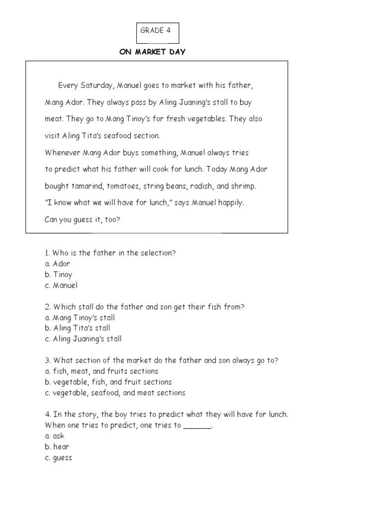 Grade 4 Passage English | PDF