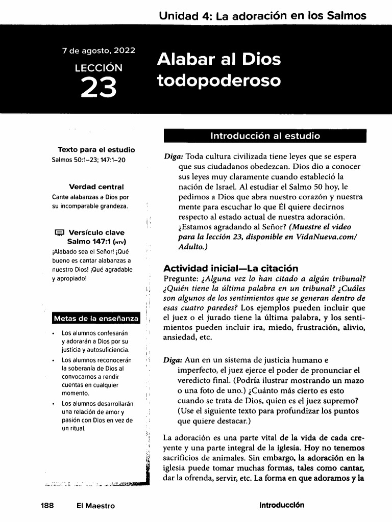 Lec23 Alabar Al Dios Todopoderoso Maestro N | PDF