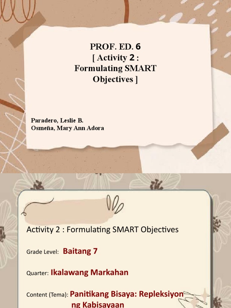 Act2. Formulating SMART Objectives - Finalized | PDF