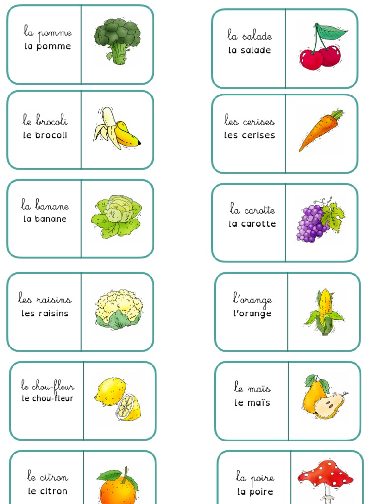 Images de fruits et légumes à imprimer | PDF
