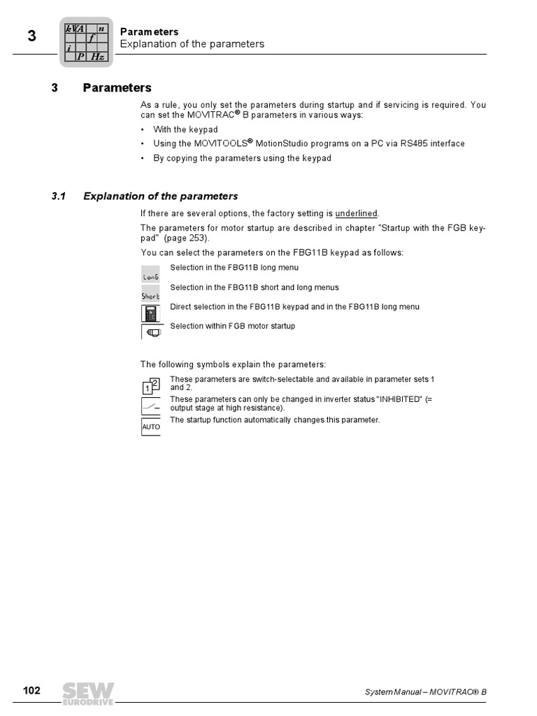 MOVITRAC Sew B - System Manuals - 2011-09 | PDF | Power Inverter | Parameter (Computer Programming)