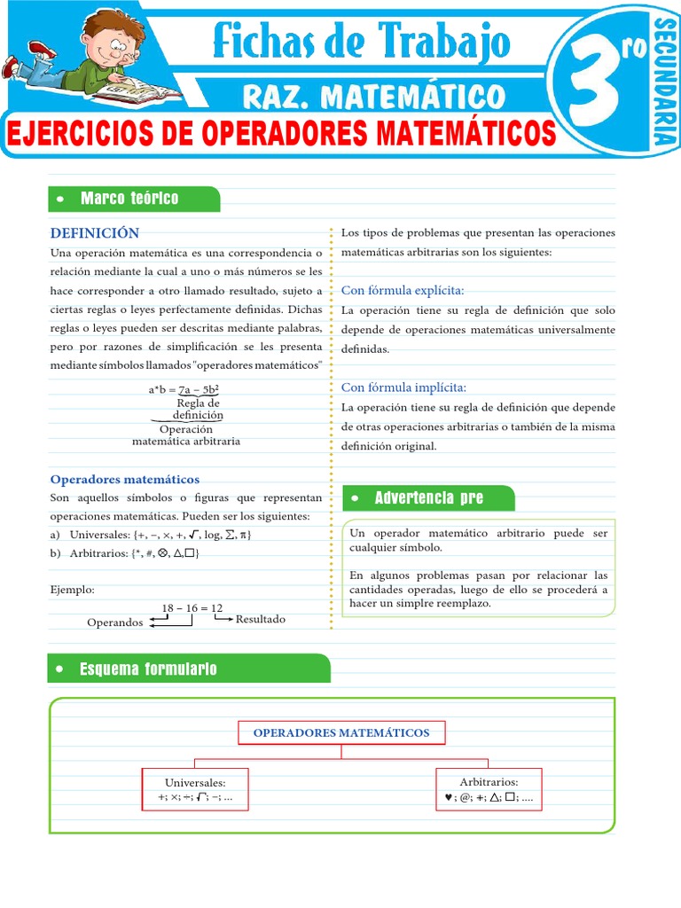Ejercicios de Operadores Matematicos para Tercer Grado de Secundaria ...