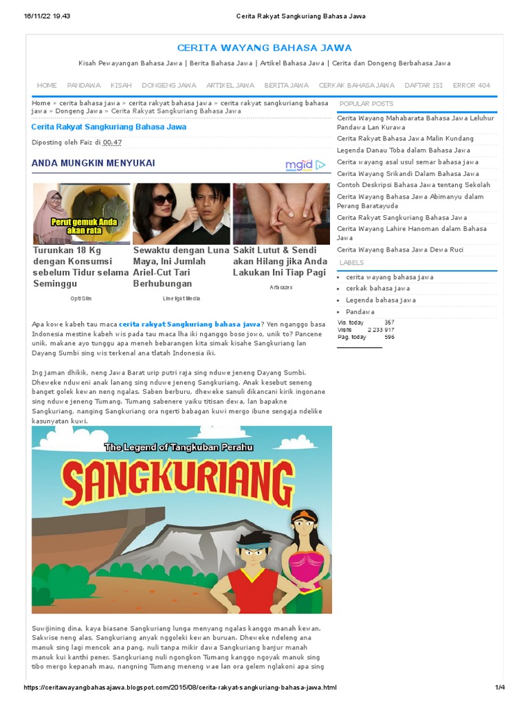 Cerita Rakyat Sangkuriang Amer 7b | PDF | Fiksi Umum