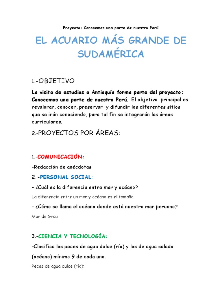 Explorando el Acuario Más Grande de Perú | PDF | Acuario | Pescado