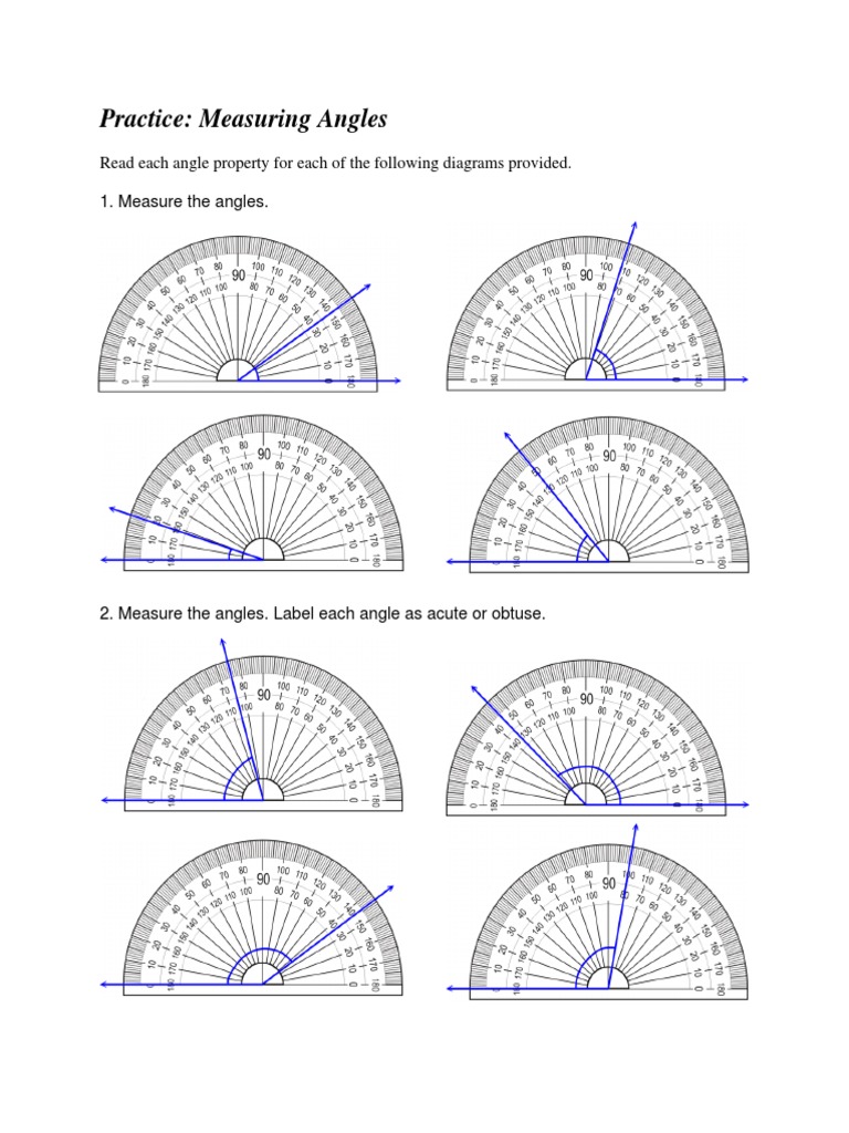 Geometry 3 Measuring Angles Pdf Angle Space
