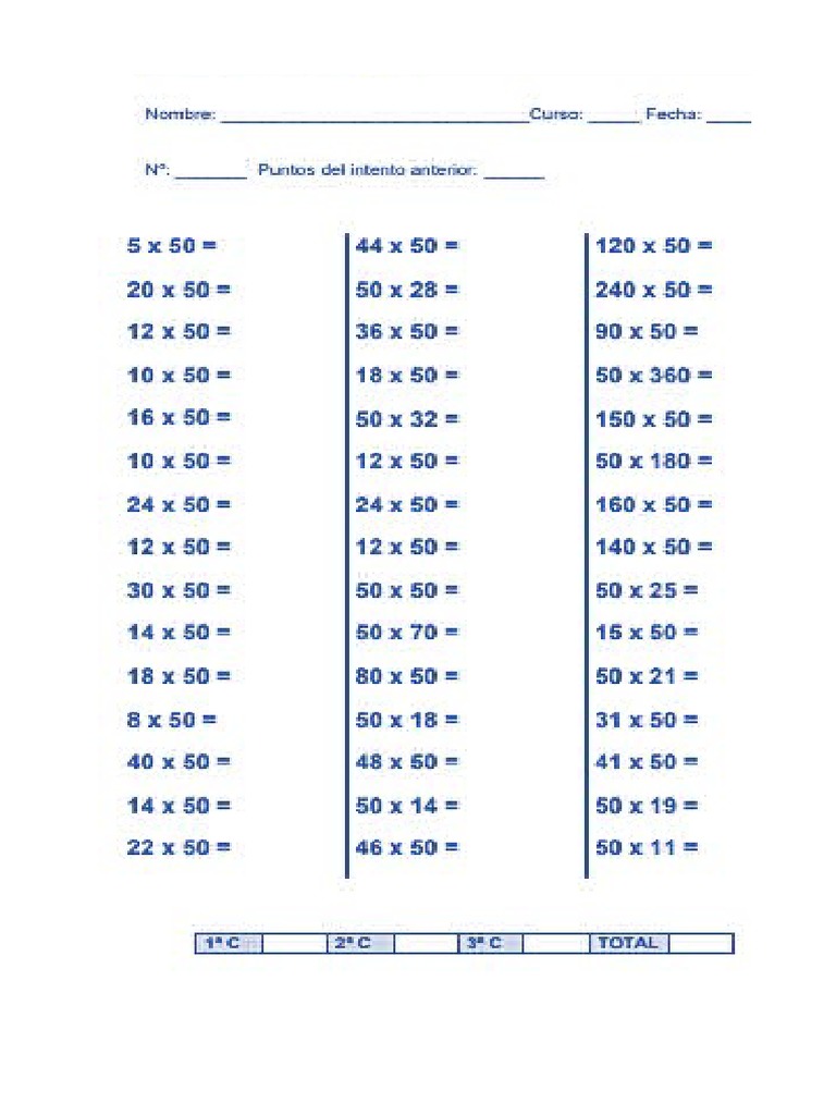 cálculo mental multiplicación | PDF