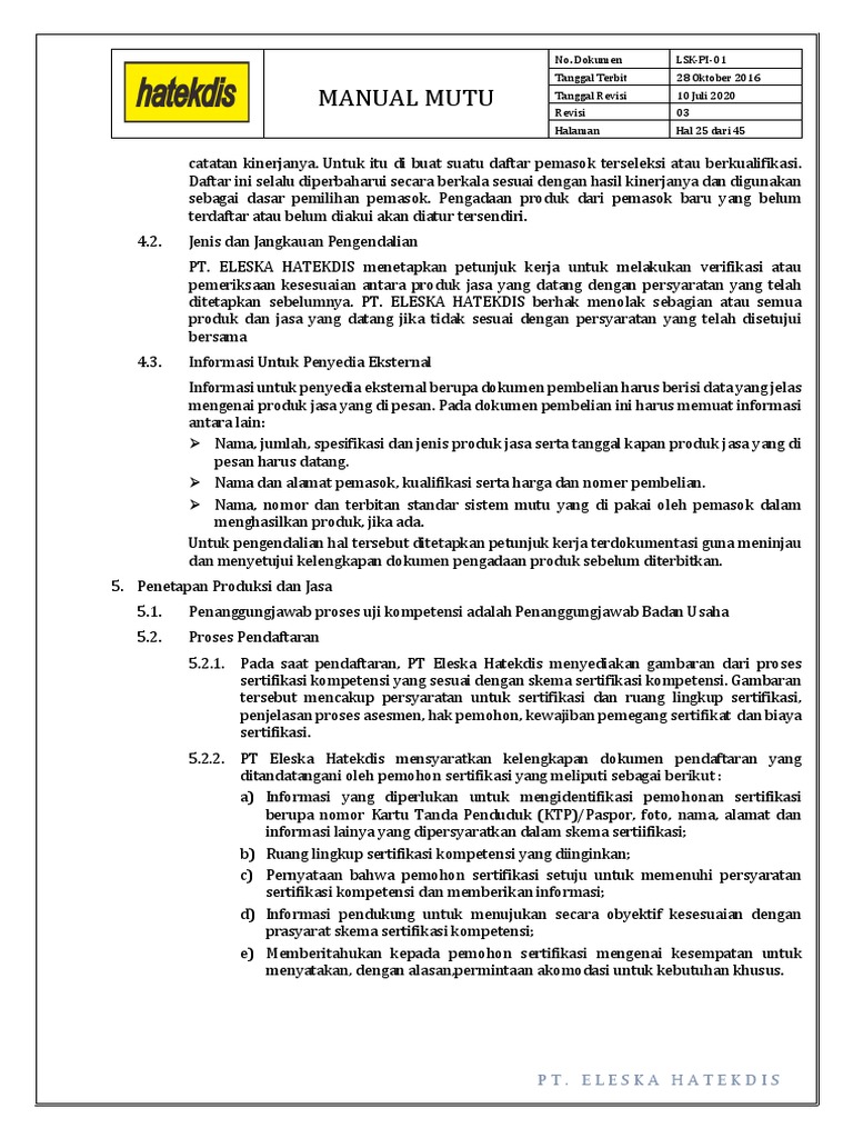 Manual Mutu Hatekdis | PDF