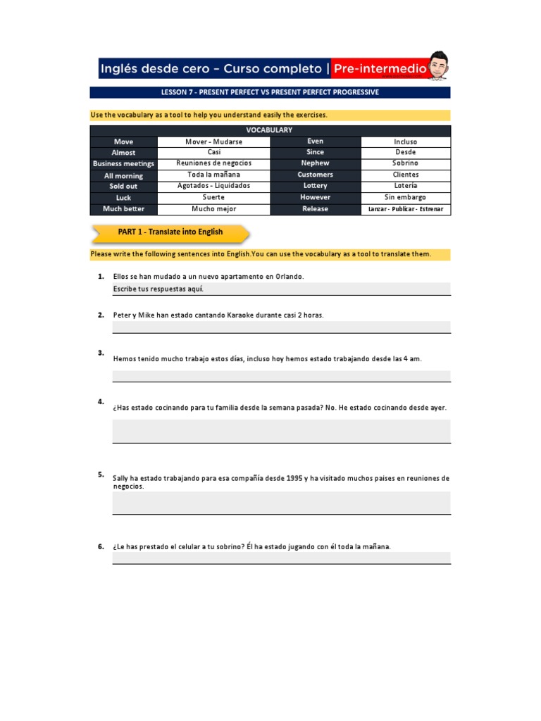Present Perfect vs. Present Perfect Progressive | PDF