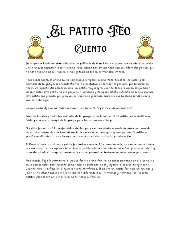 El Patito Feo: Un Viaje de Autoestima | PDF