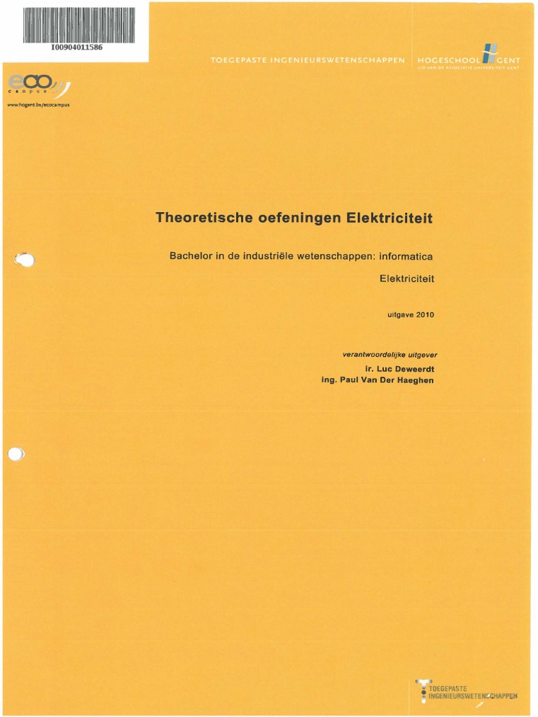 Elektriciteit Cursus-Oefeningen - Hogeschool Gent (2010) | PDF