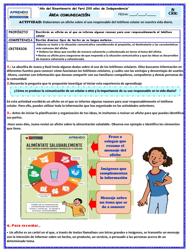 1.-Elaboramos Un Afiche Sobre El Uso Responsable Del Teléfono Celular | PDF | Póster | Teléfonos ...