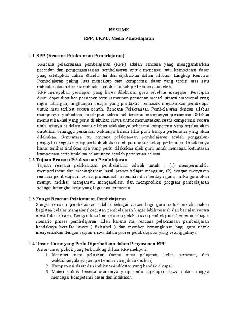 Kaji Teori RPP, LKPD, MediaPembelajaran | PDF