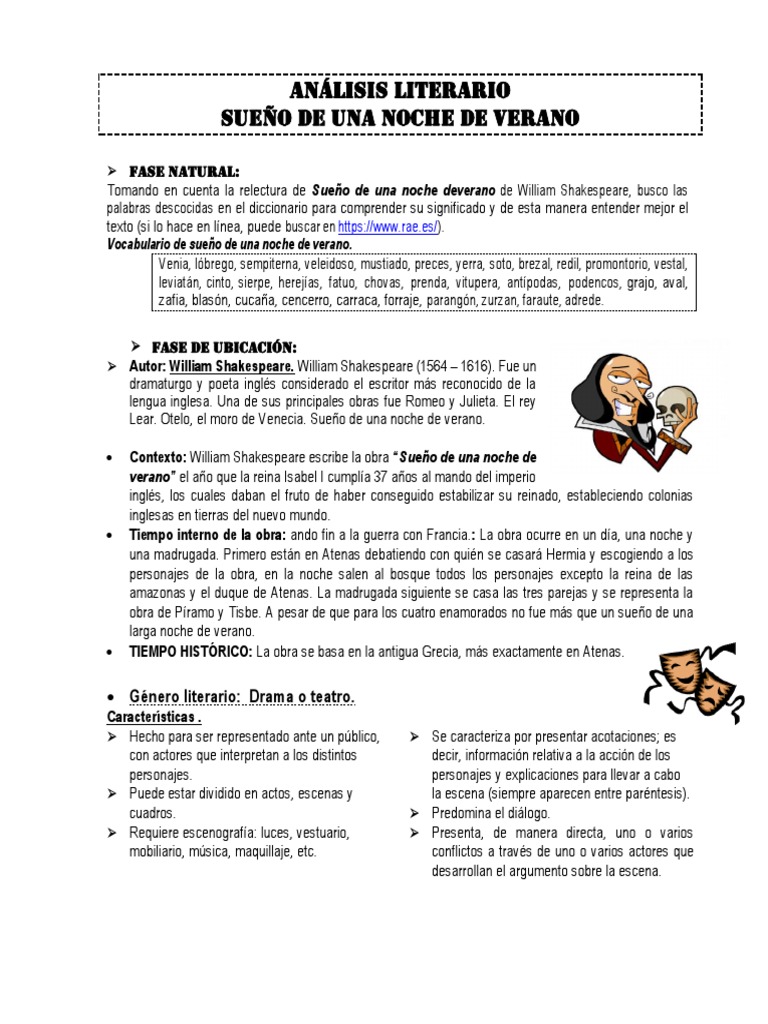 Análisis Literario SUEÑO DE UNA NOCHE DE VERANO 22 | PDF | Sueño de una ...