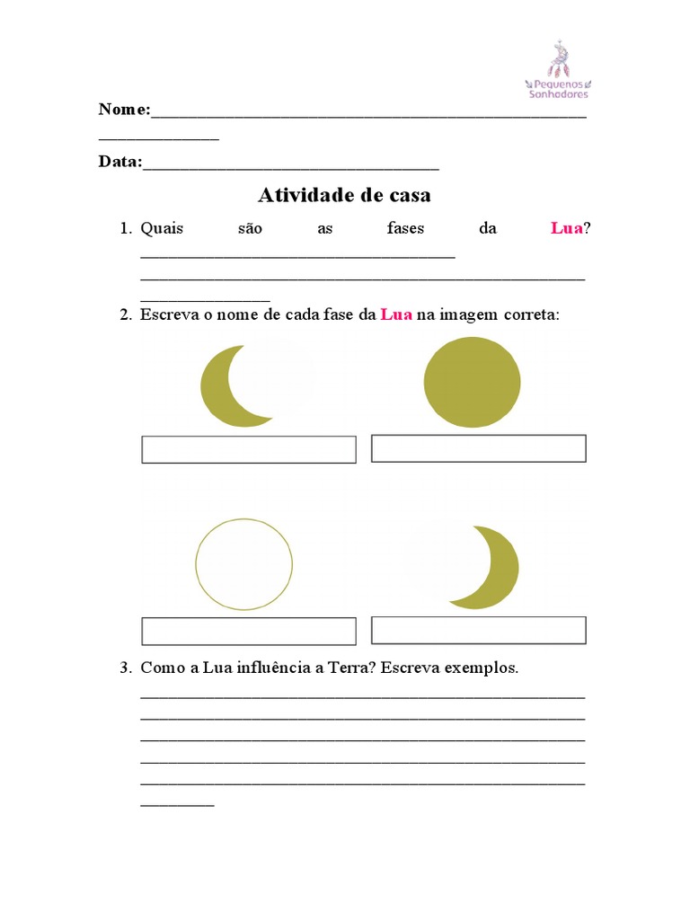 Atividade Fases Da Lua | PDF