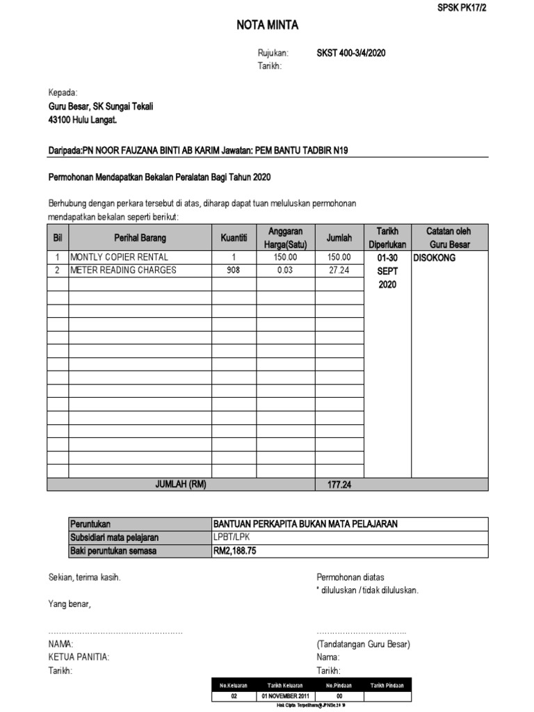 Nota Minta 2021 | PDF