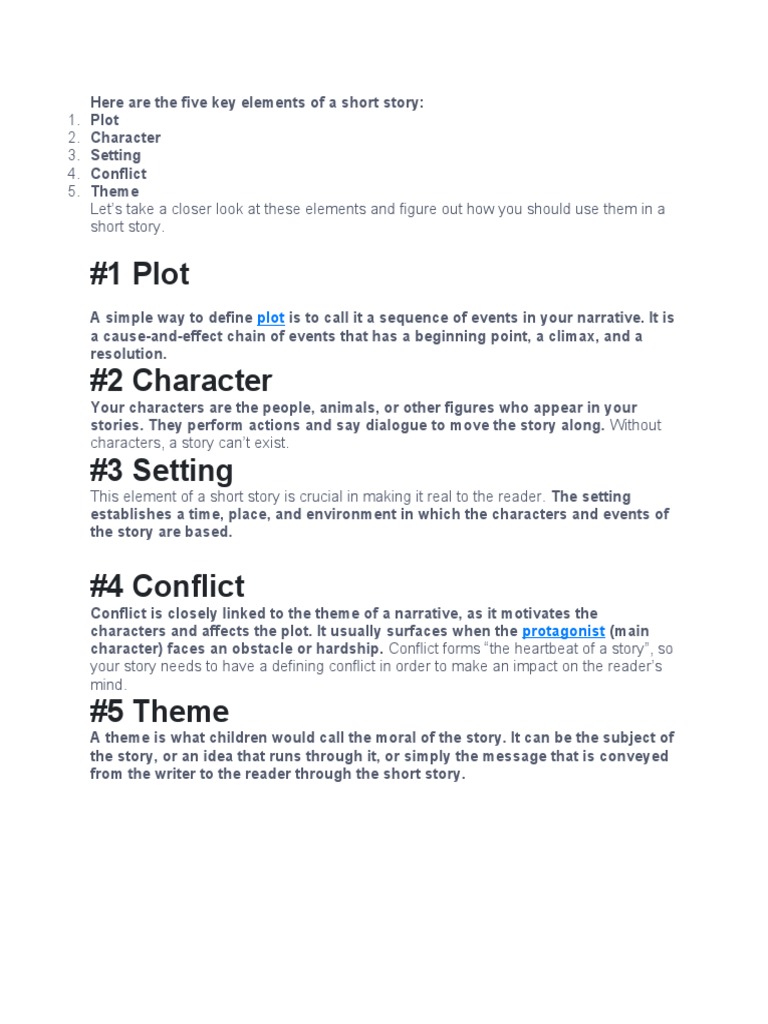 Here Are The Five Key Elements Of A Short Story PDF