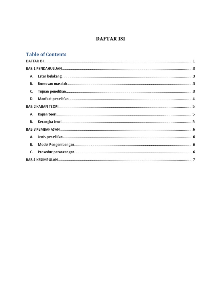 Cara Membuat Daftar Isi Untuk Makalah | PDF