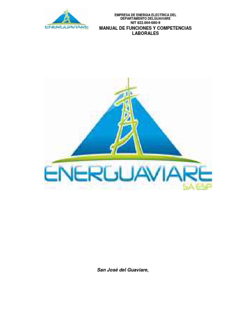 Manual de Funciones Energuaviare S.A. E.S.P. | PDF | Calidad (comercial) | Business