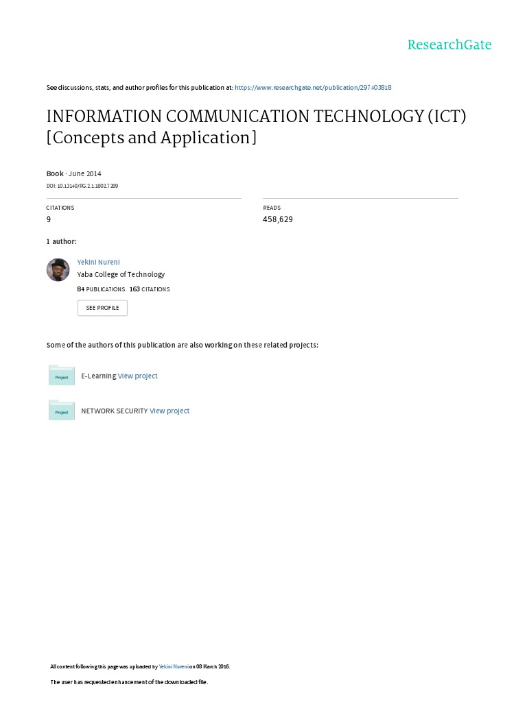ICT1 JULY2014 Color | PDF | Information System | Information Technology