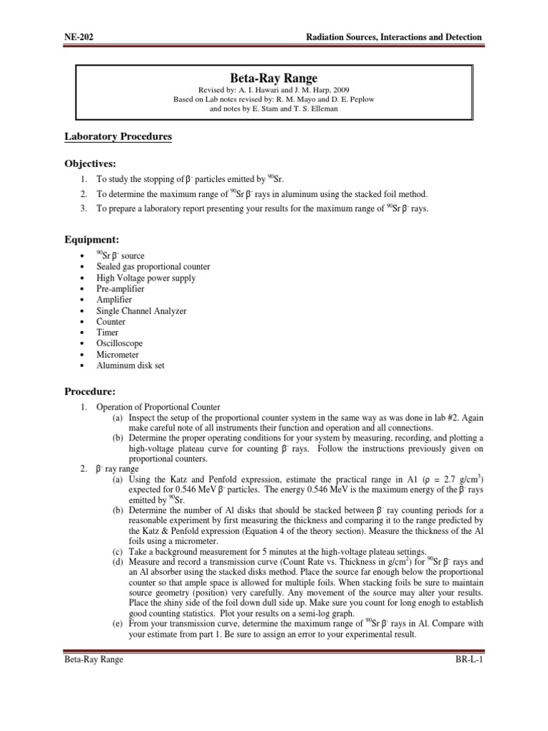 Measuring the Maximum Range of Beta Particles from a Strontium-90 ...