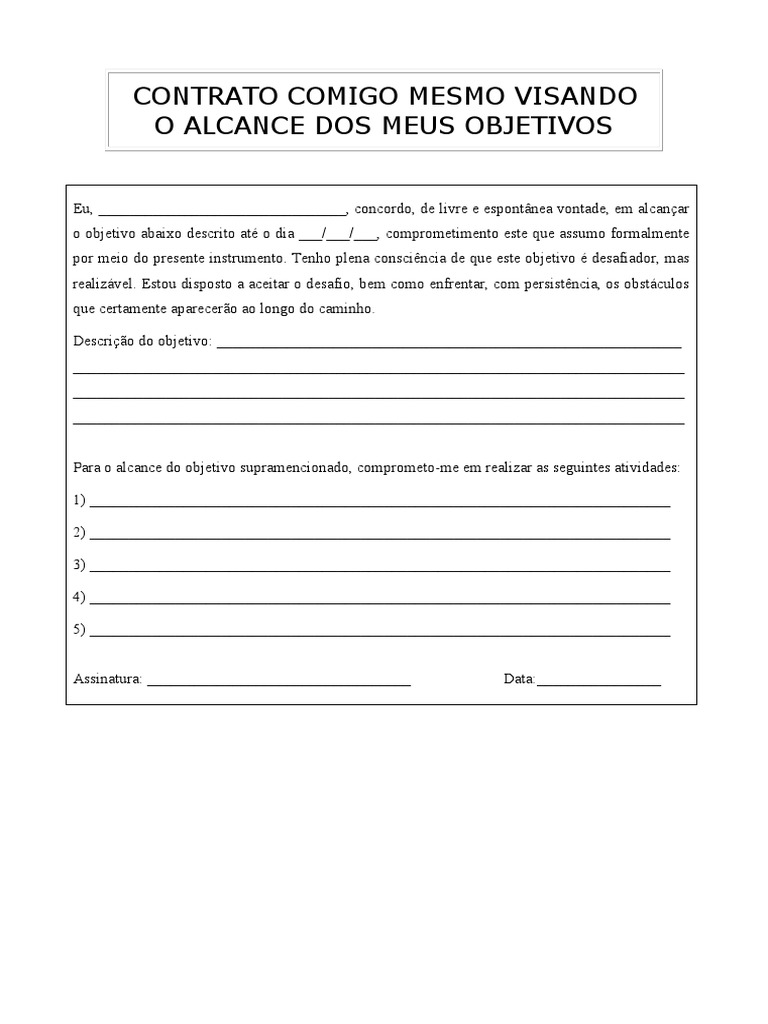 Contrato Consigo Mesmo para Atingir Objetivos | PDF
