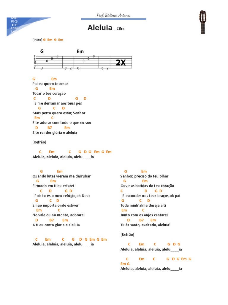 Cifra de "Aleluia" por Prof. Sidimar Antunes | PDF